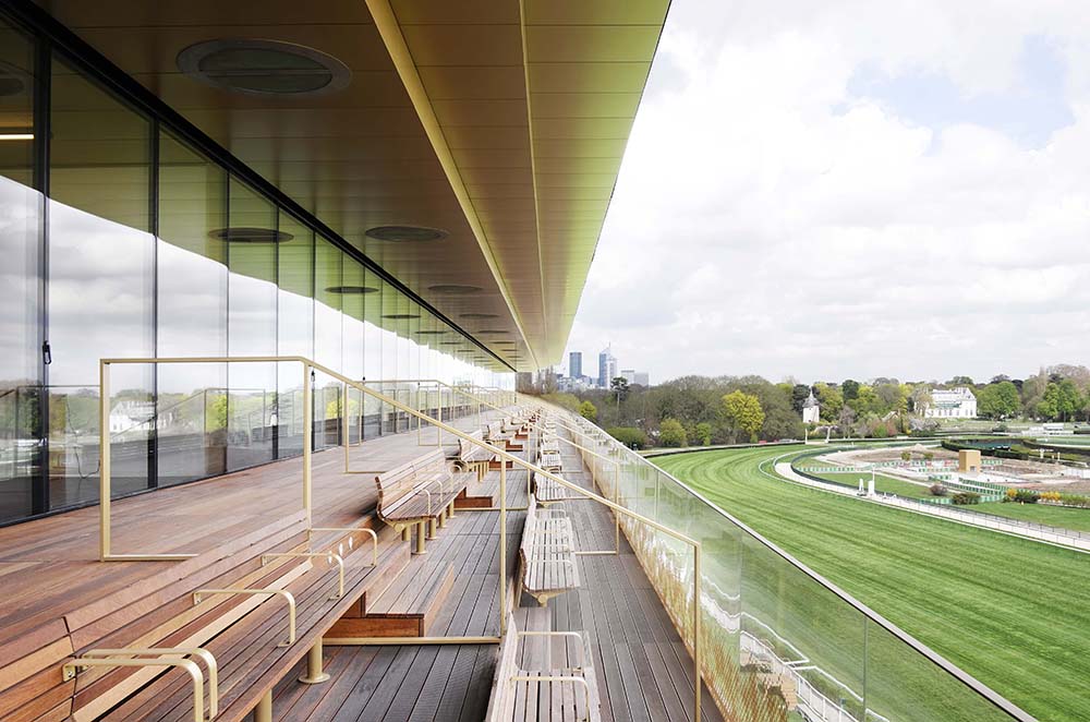 The Longchamp Racecourse goes for the gold with a metallic facade ...